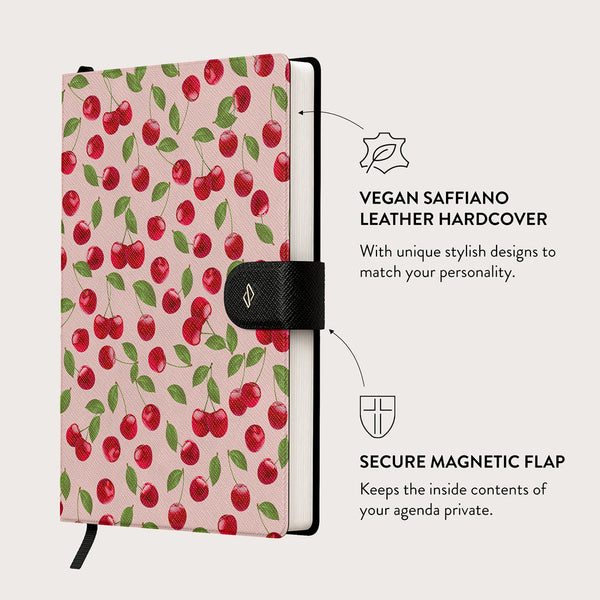 Afternoon Treat - Cherry Saffiano Leather Journal Notebook | BURGA