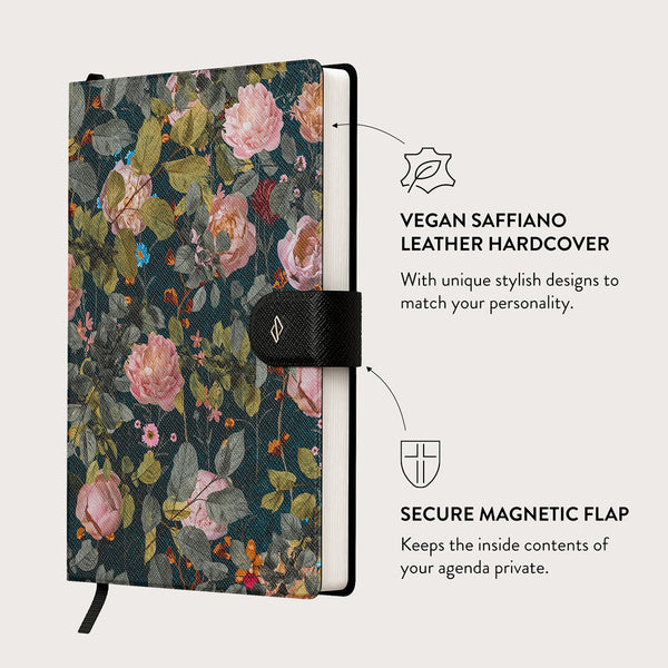 Bloomy Garden - Vintage Saffiano Leather Journal Notebook | BURGA