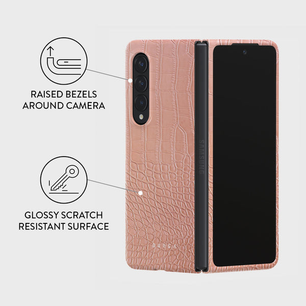 Pink Croco - Samsung Galaxy Z Fold 3 Case | BURGA